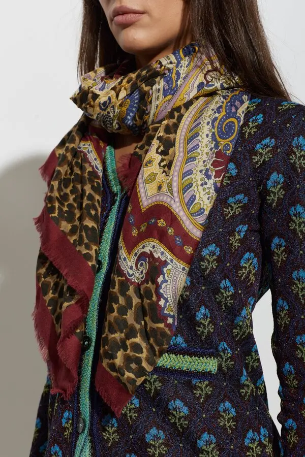 Etro Paisley Leopard-print Scarf
