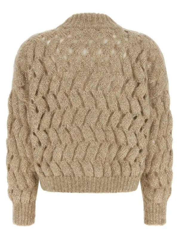 Brunello Cucinelli Openwork Turtleneck Sweater - Nude