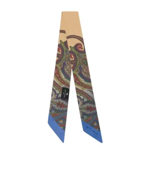 Etro Silk Twill Paisleyina With Placed Paisley Print - Light Blue