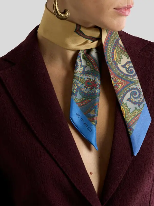 Etro Silk Twill Paisleyina With Placed Paisley Print