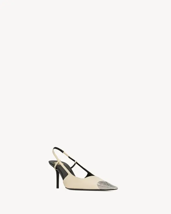 Saint Laurent Jeanne Slingback Pumps In Smooth Leather