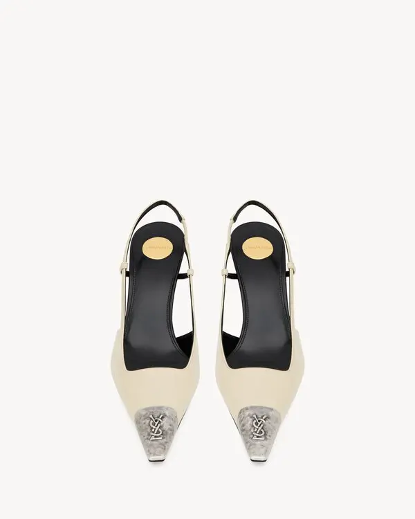Saint Laurent Jeanne Slingback Pumps In Smooth Leather