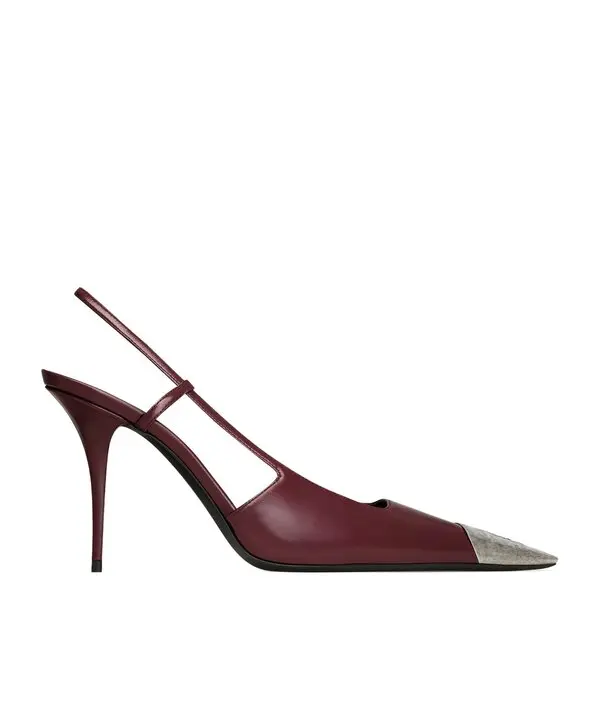 Saint Laurent Jeanne Slingback Pumps In Smooth Leather - Red