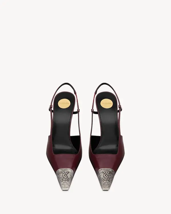 Saint Laurent Jeanne Slingback Pumps In Smooth Leather