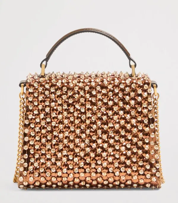Valentino Garavani Mini Silk Embellished Vsling Top-handle Bag