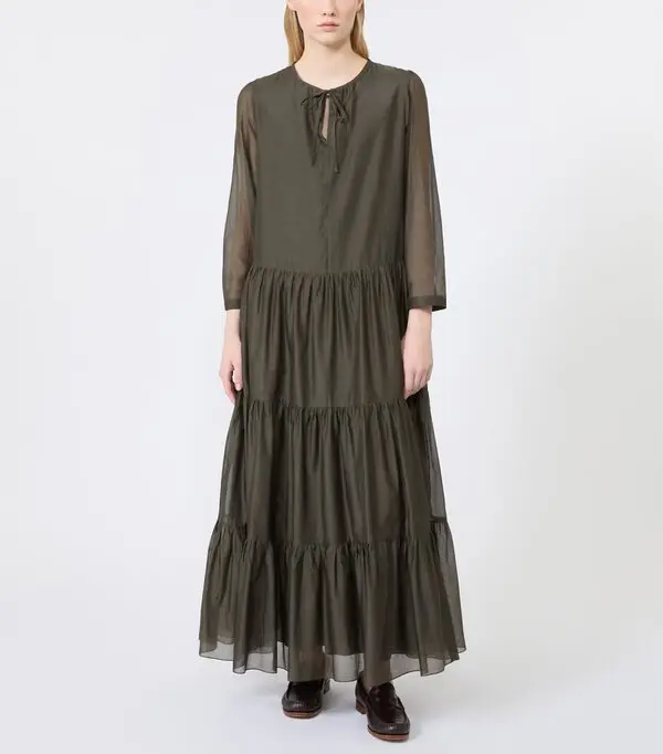 Max Mara Cotton-silk Voile Maxi Dress