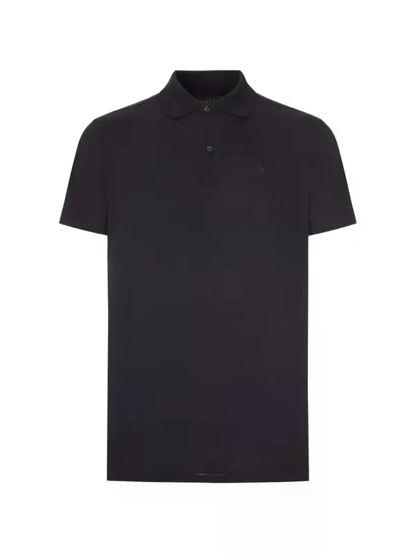 Gucci Interlocking Gg Embroidered Polo Shirt - Black