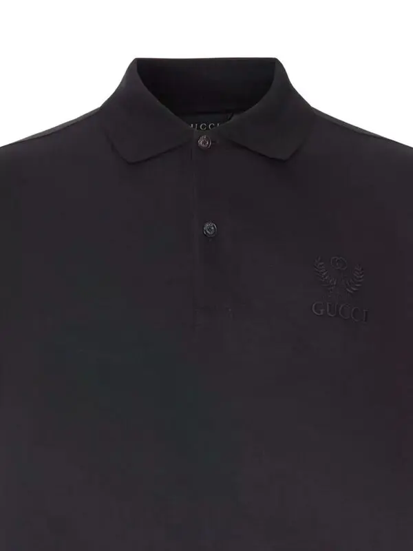 Gucci Interlocking Gg Embroidered Polo Shirt - Black