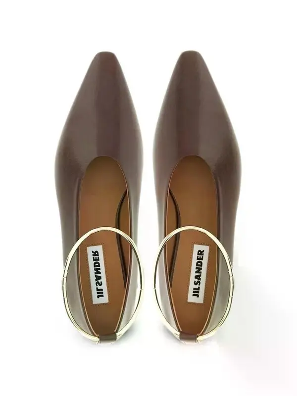 JIL SANDER Pointed-toe Ring-embellished Ballet Flats