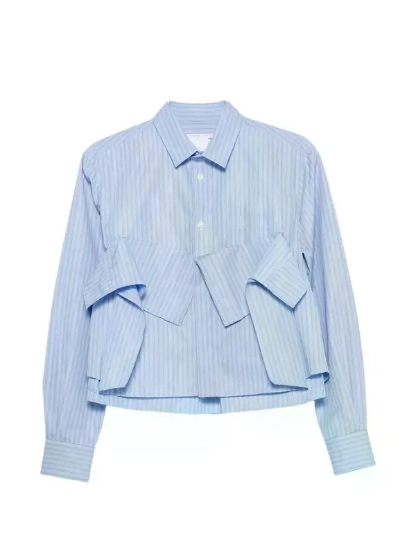 Sacai Striped Ruffled Shirt - Blue
