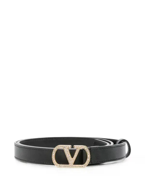 Valentino Garavani Vlogo Signature Crystal-embellished Belt - Black