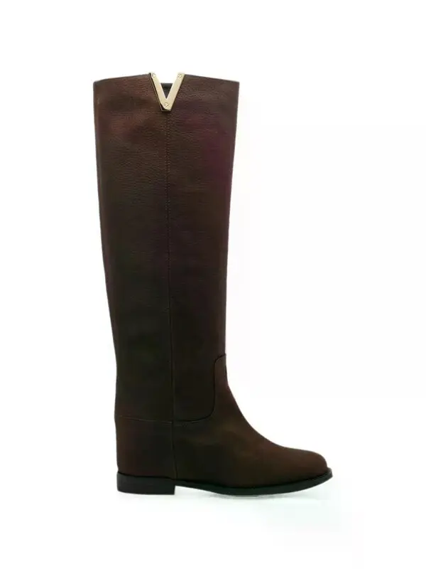 VIA ROMA 15 Logo-plaque Leather Boots - Brown