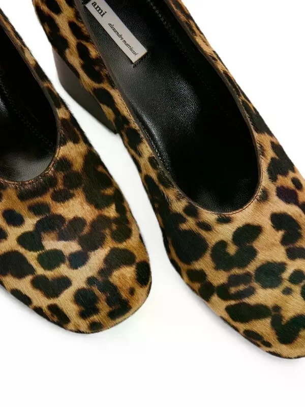 AMI Paris Leopard Printed Cowhide Leather Pumps
