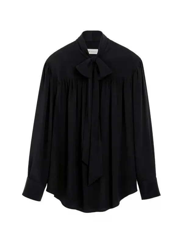 AMI Paris Lavalliere Silk-blend Blouse