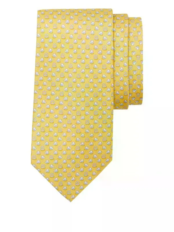 FERRAGAMO Elephant-print Silk Tie