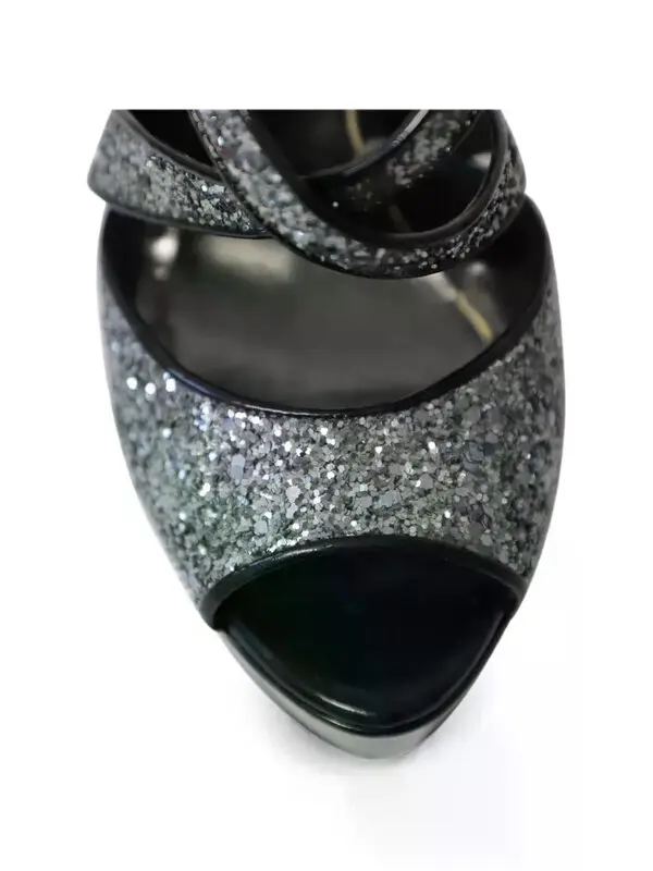 Miu Miu Glitter Criss-cross Platform Sandals