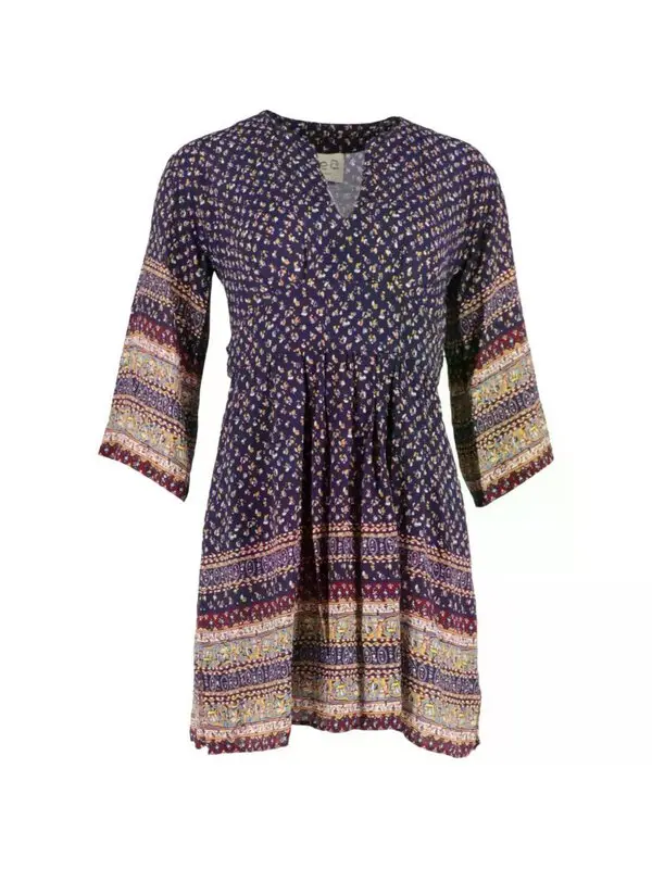 Sea Printed V-neck Mini Dress