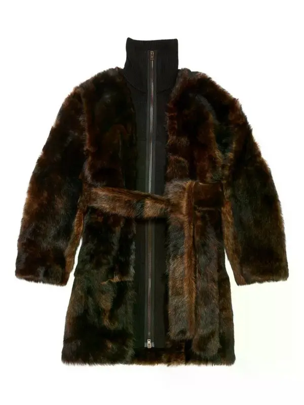Acne Studios Belted Zip-up Faux-fur Coat