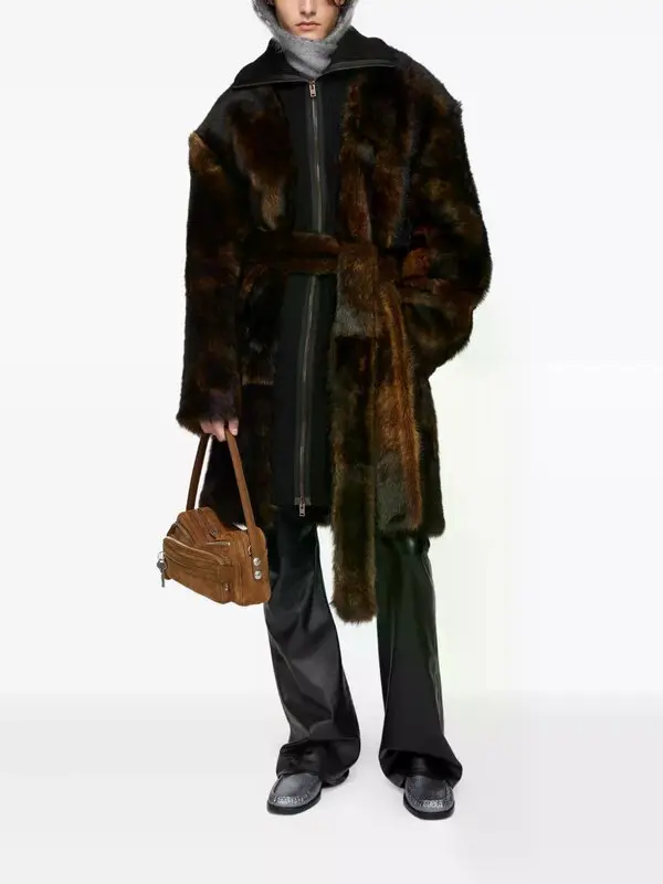 Acne Studios Belted Zip-up Faux-fur Coat