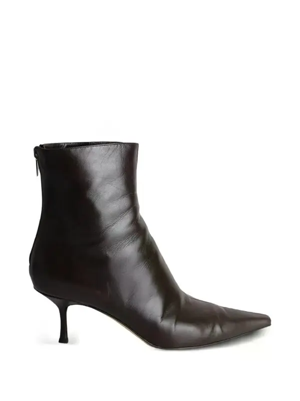 JIMMY CHOO Leather Pointed-toe Stiletto Ankle Boots - Black