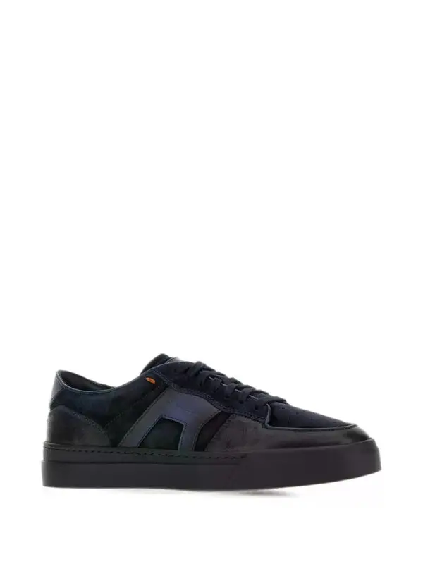 Santoni Leather Suede-panel Sneakers