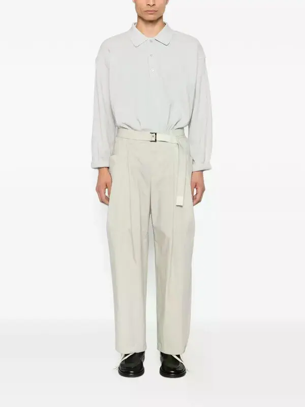 Sacai Belted Pleated Wide-leg Trousers - Neutrals