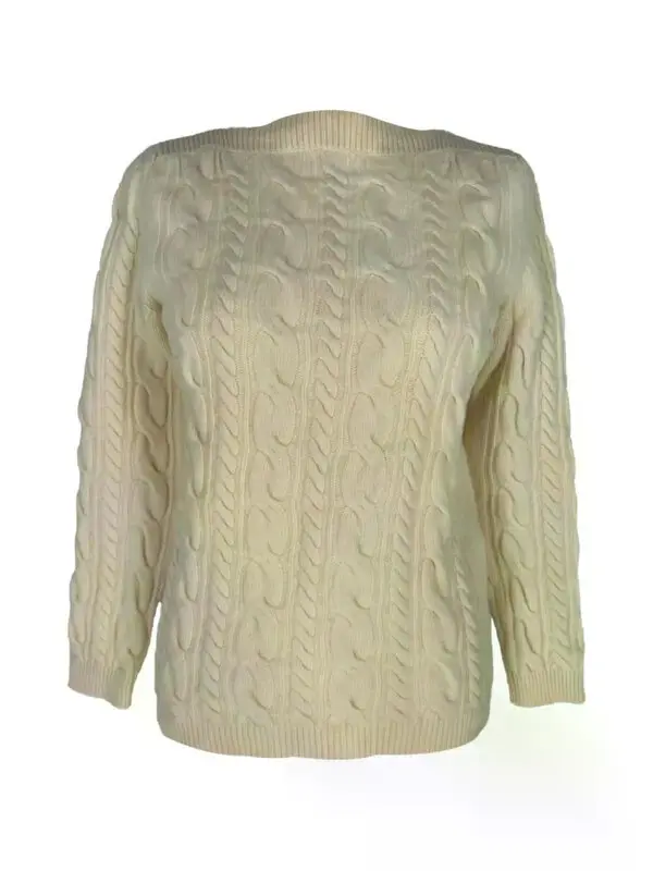 Max Mara Boat Neck Cable-knit Sweater - Neutrals