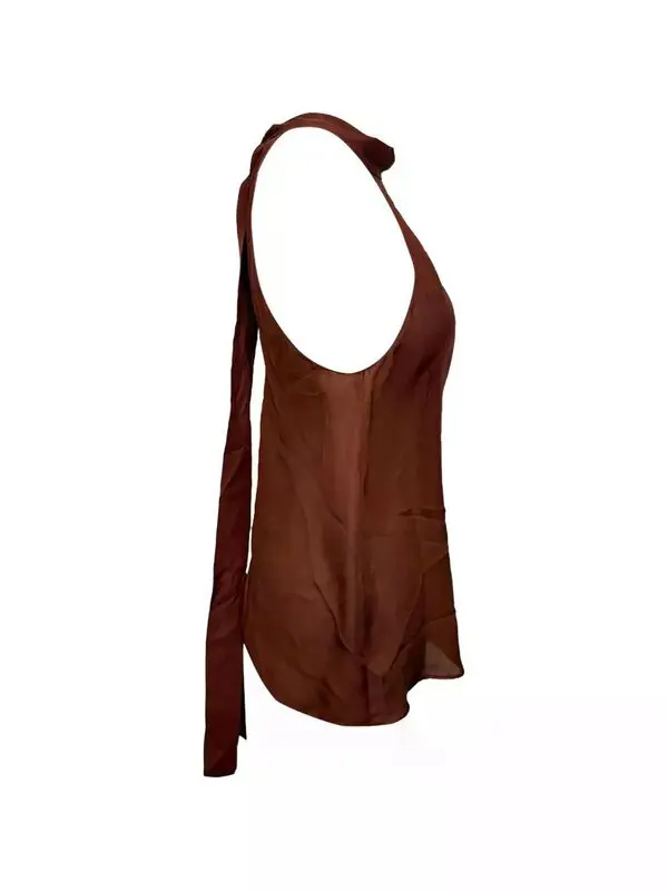 NILI LOTAN Silk Halterneck Top - Brown
