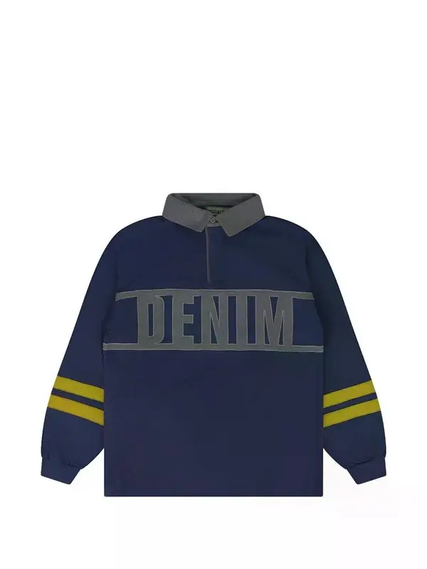 DENIM TEARS Logo-appliqué Polo Shirt - Blue