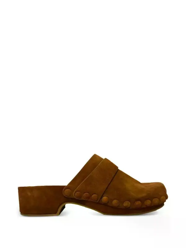 Chloé Joy Studded Suede Clogs - Brown