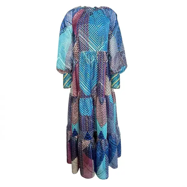 LAURA CITRON Blue / Purple Blue Tapestry Maxi Dress - Blue/purple