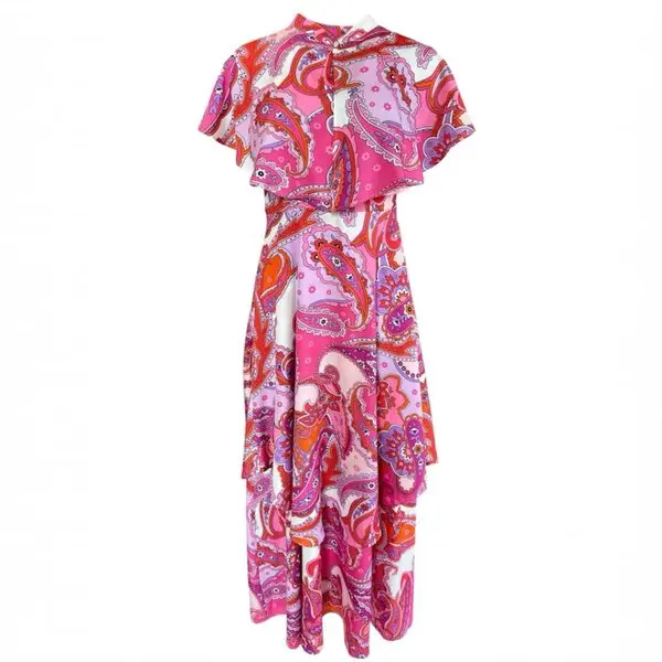 LAURA CITRON Pink / Orange Pink Paisley Dress + Capelette
