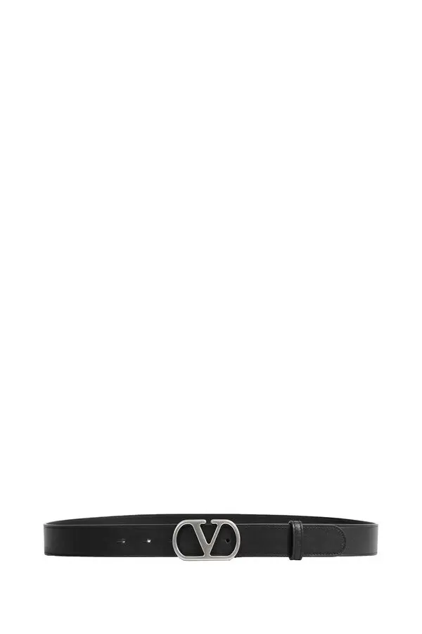 Valentino Garavani Vlogo Leather Belt - Black