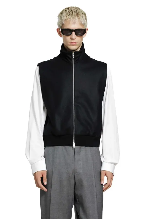 JIL SANDER Wool Melton Padded Vest - Blue