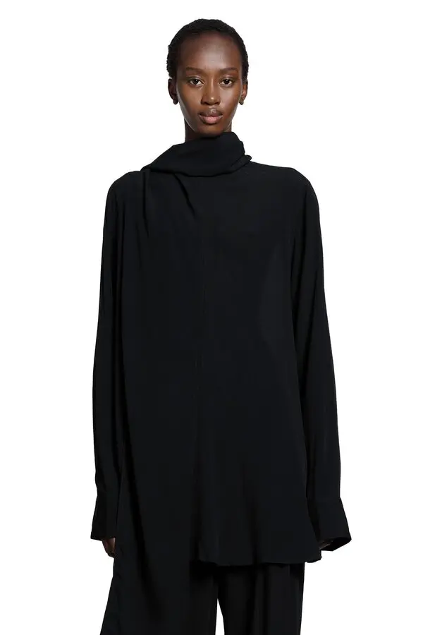 TOTEME Draped Scarf Blouse - Black