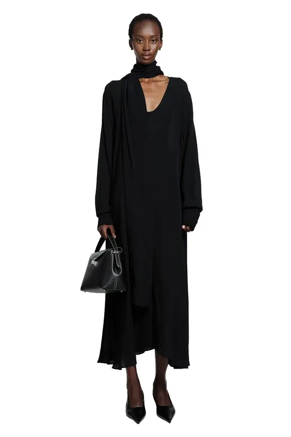 TOTEME Fluid Viscose Maxi Dress With Draped Scarf