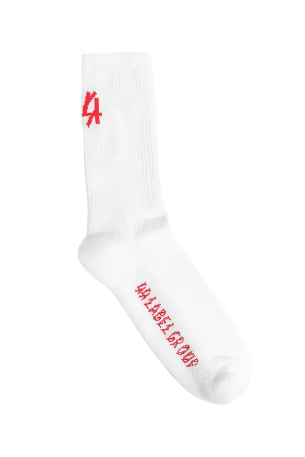 44 LABEL GROUP Ribbed Crew Socks With Logo Jacquard - White