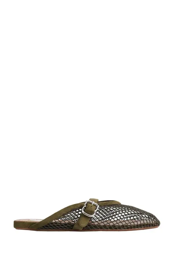 Alaïa Finishnet Flat Mules With Buckle Strap