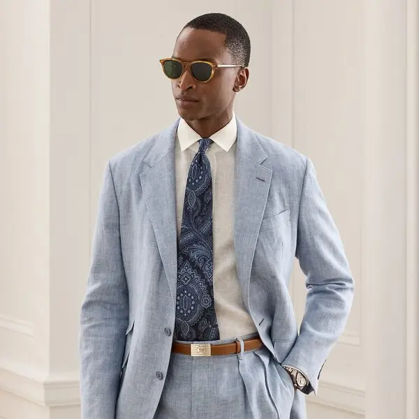 Ralph Lauren Glenn Hand-tailored Délavé Linen Jacket - Windward Blue