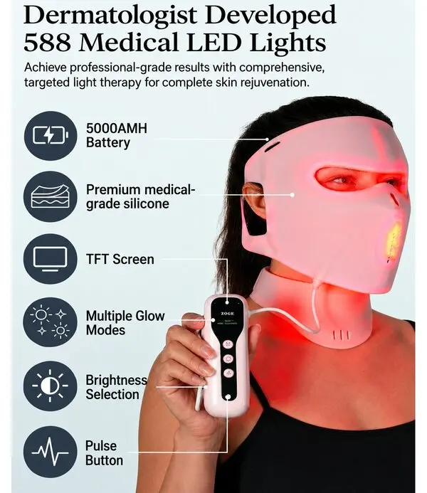 LOVERY 4d Led Light Therapy Face And Neck Set With Multiple Wavelengths - Pink