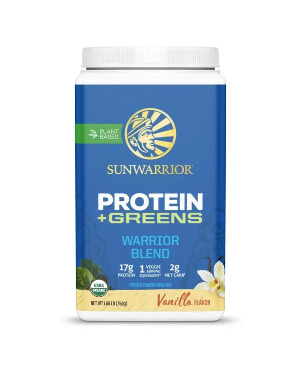 SUNWARRIOR Organic Warrior Blend Protein + Greens Powder - No Color