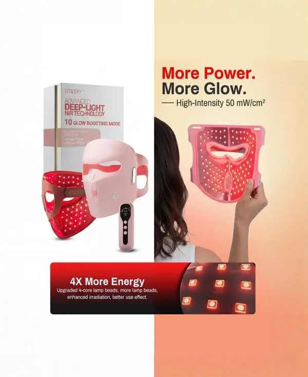 LOVERY 4d Led Light Therapy Mask With Near-infrared Light Anti Aging Skin Rejuvenation - Pink