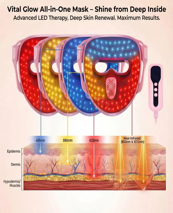 LOVERY 4d Led Light Therapy Mask With Near-infrared Light Anti Aging Skin Rejuvenation - Pink