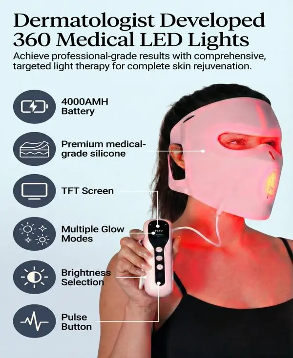 LOVERY 4d Led Light Therapy Mask With Near-infrared Light Anti Aging Skin Rejuvenation - Pink