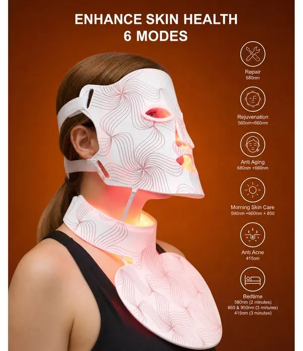 LOVERY Led Light Therapy Face And Neck Set With Multiple Wavelengths - White