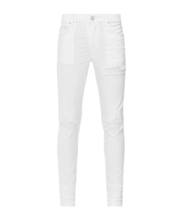 Amiri Belt-loop Jeans With Distressed Detailing - White