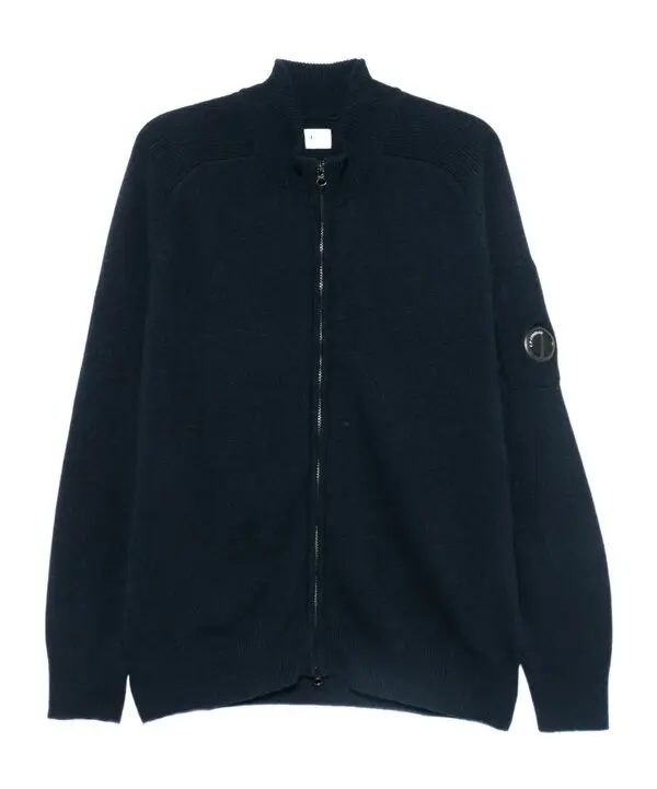 C.P. COMPANY Lens-detail Zip-up Cardigan - Navy Blue