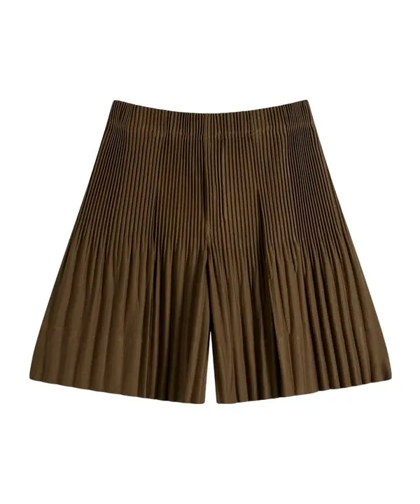 Issey Miyake Homme Plissé Pleated Shorts - Brown