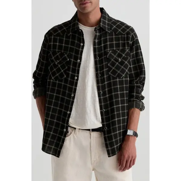 Ag Huston Plaid Cotton Western Shirt
