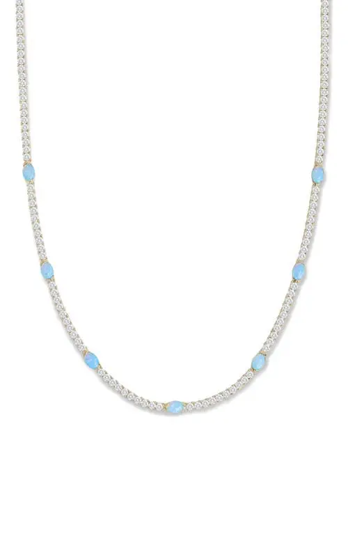 Melinda Maria The Maven Simulated Opal Tennis Necklace - Gold-blue Opal